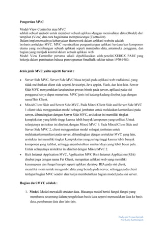 Tutorial Form login menggunakan MVC | DOCX