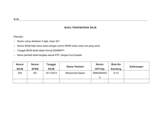 Form mkt08 (penomoran skjb) | DOC