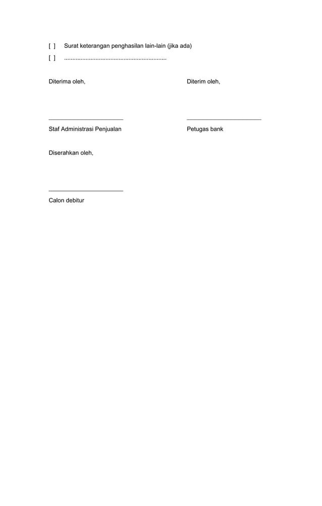 Form mkt12 (checklist kelengkapan kpr) | PDF