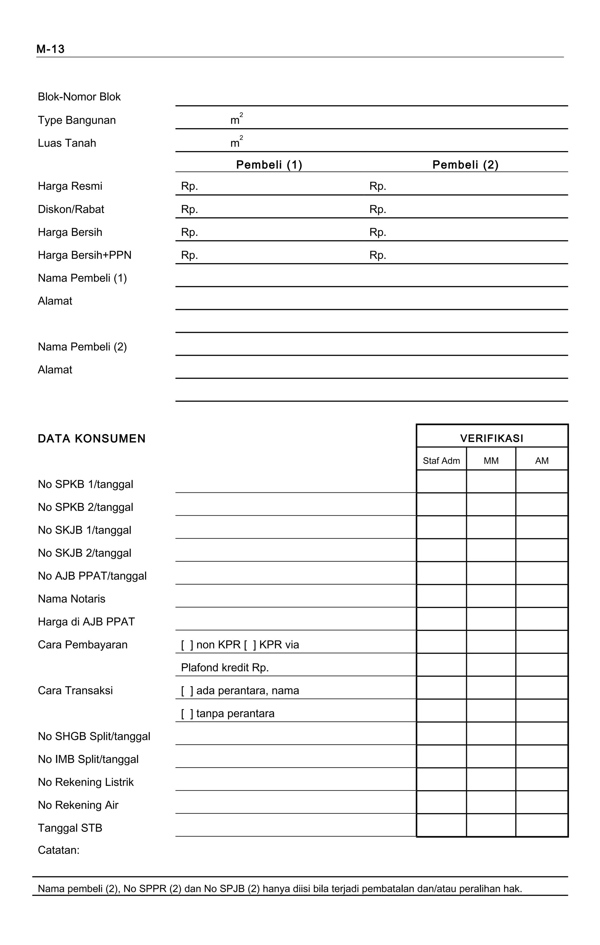 Form mkt13 (buku induk) | PDF