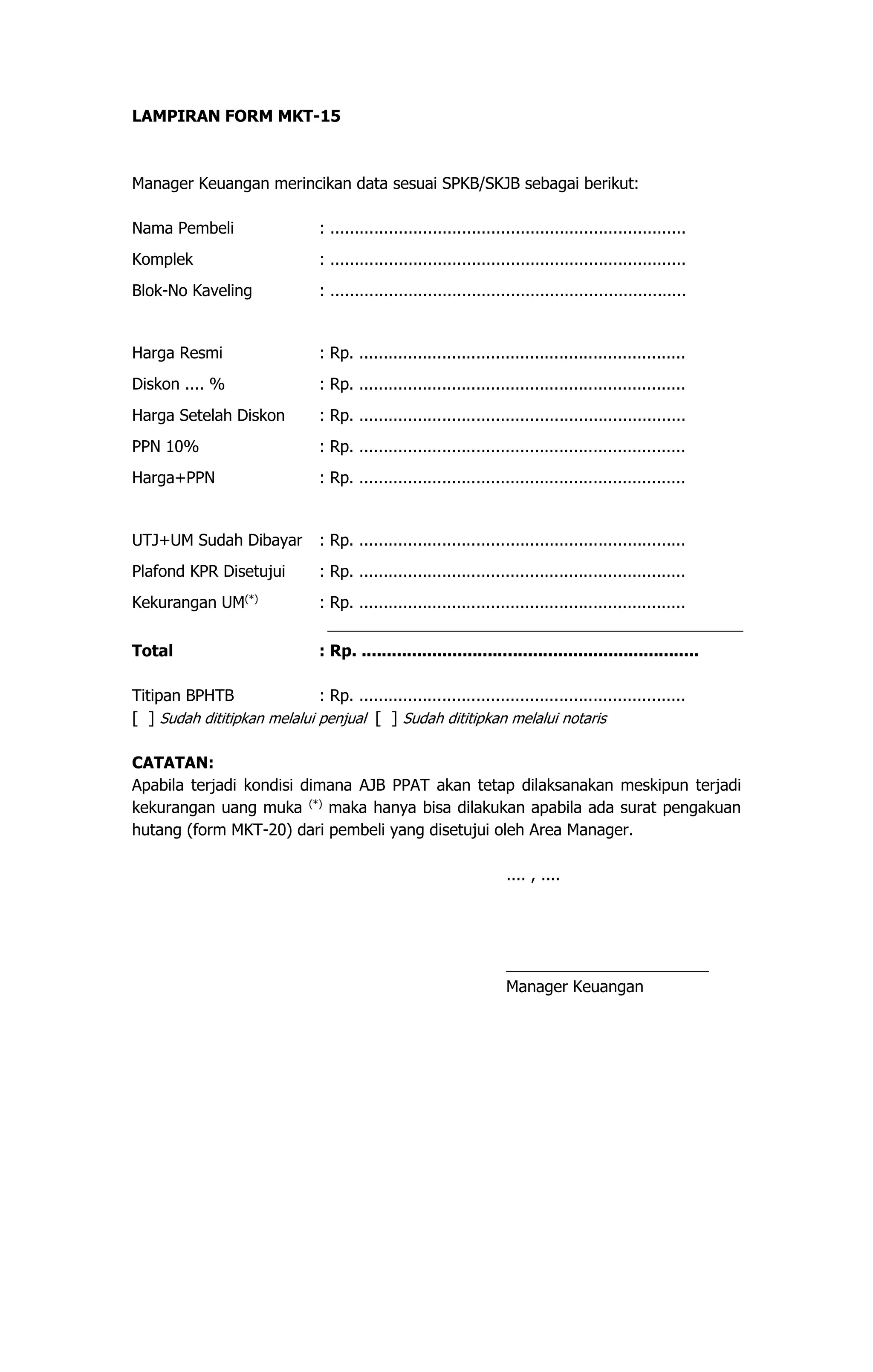 Form mkt15 (surat order ajb) | DOC
