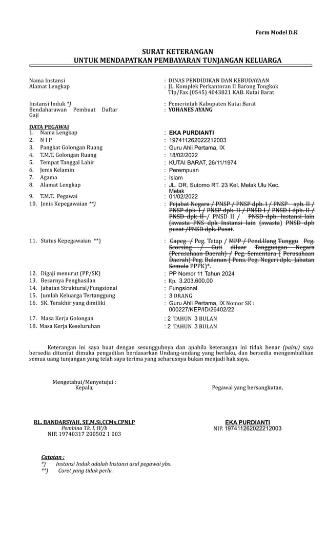 Form Model DK Eka Purdianti PPKK Baru Terbit | PDF