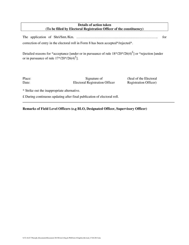 Form no 8 (English) | PDF | Elections | Politics