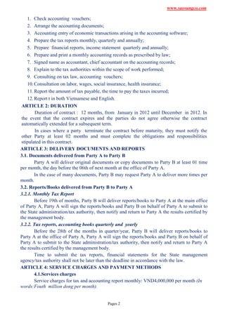 Form of accounting service contract in viet nam | PDF