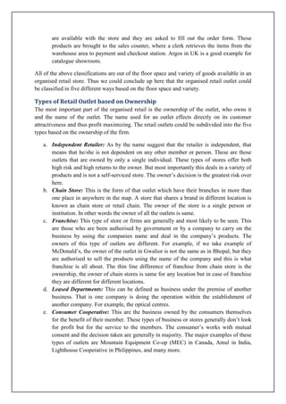 Form of retail outlet | PDF