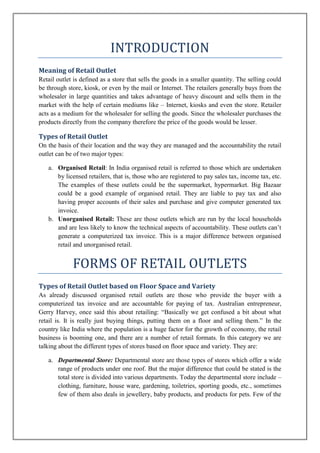Form of retail outlet | PDF