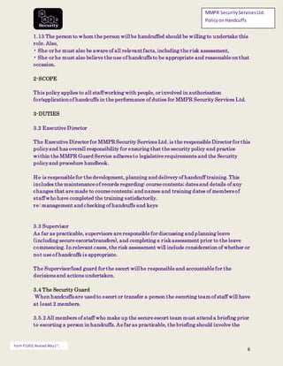 Form p1003 policy on handcuffs | PDF