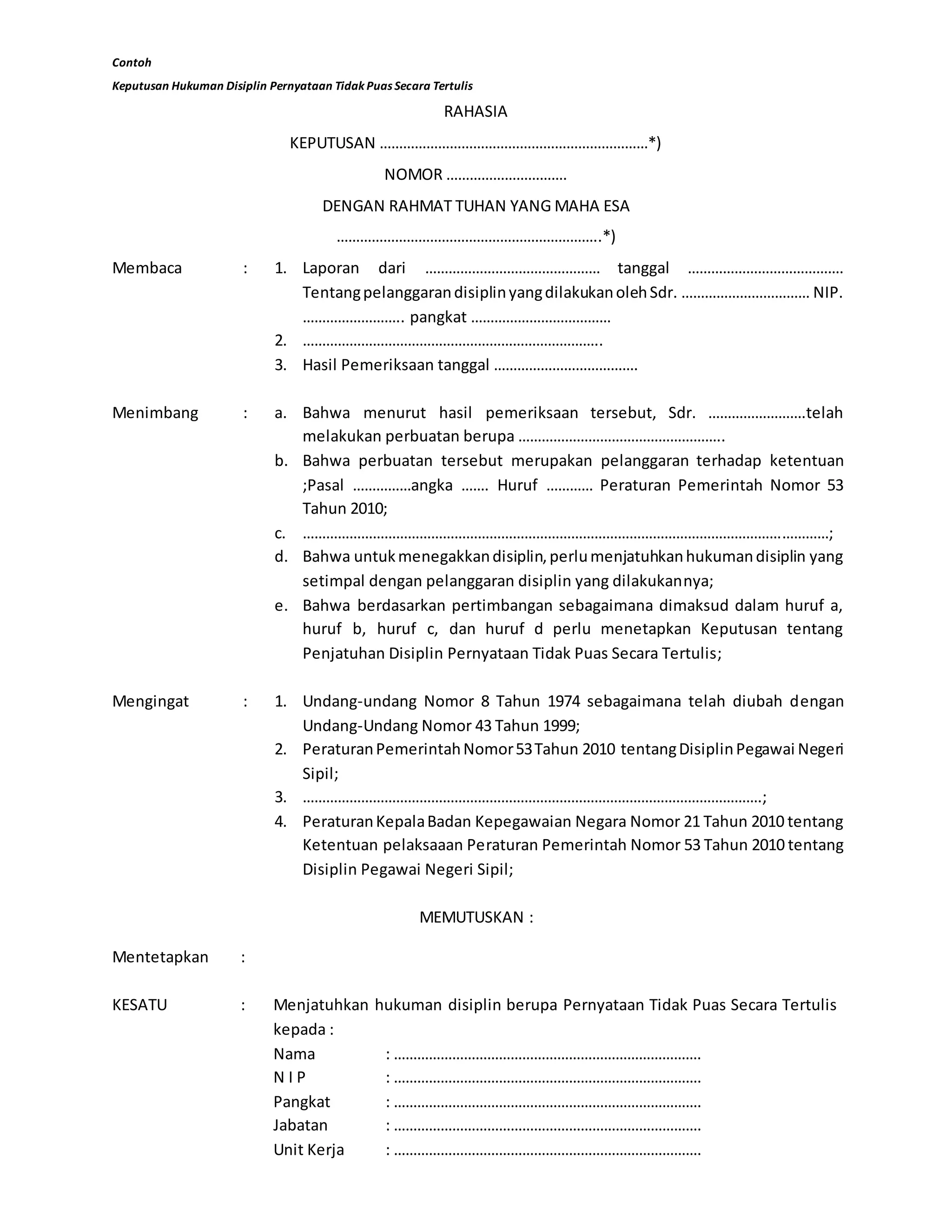 Form pelanggaran disiplin (form kosong seluruh dokumen) | DOCX