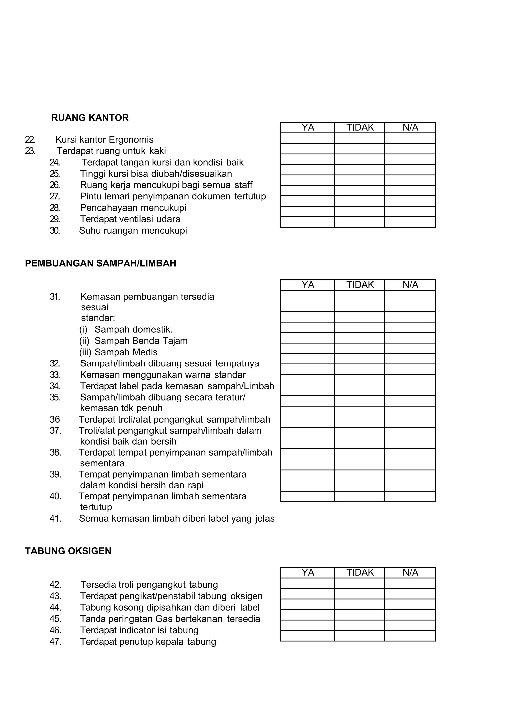 form pemeriksaan inspeksi k3 dan kesehatan | PDF | Free Download