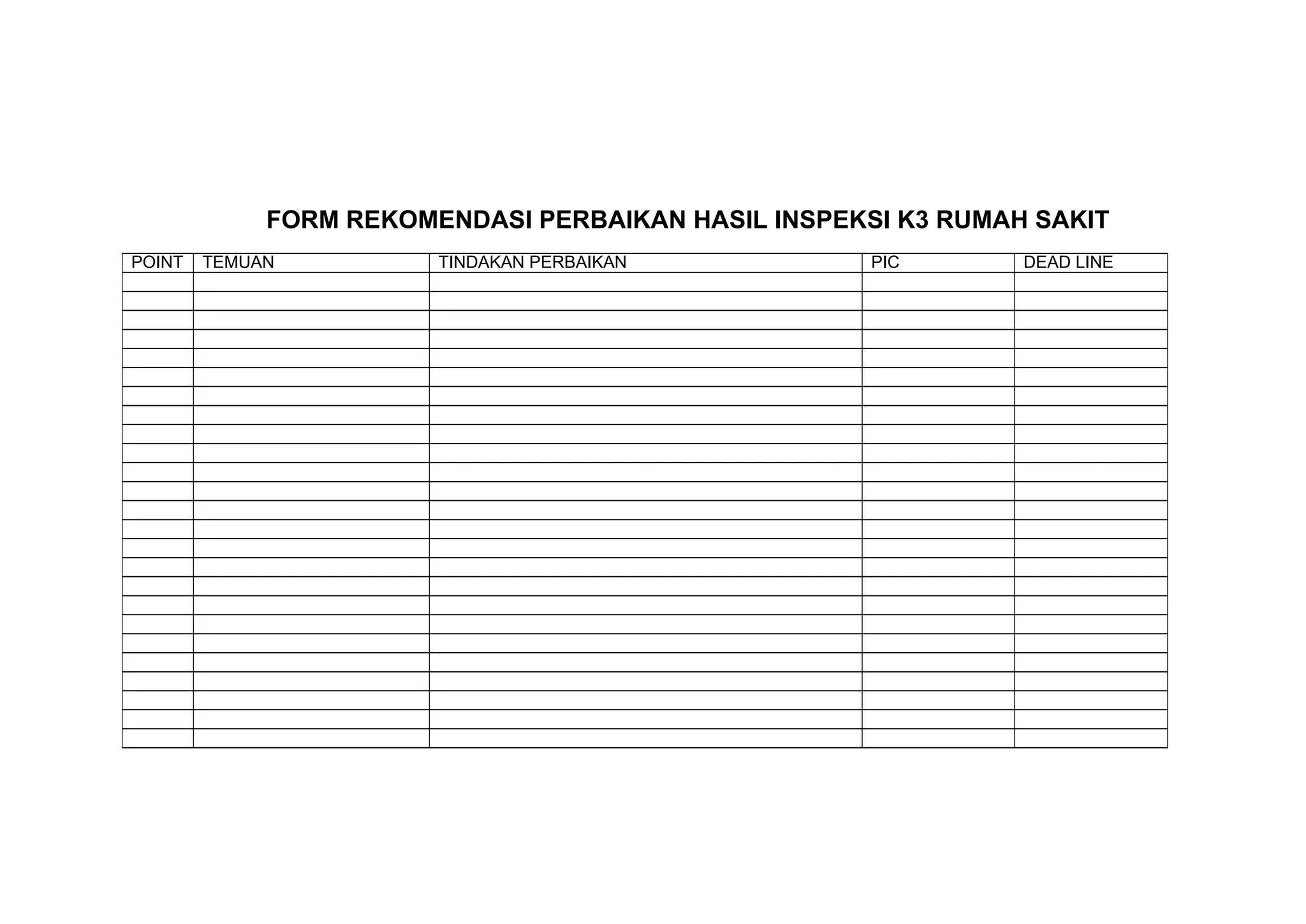 form pemeriksaan inspeksi k3 dan kesehatan | PDF | Free Download