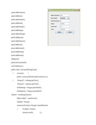 Form Pemesanan Tiket dengan Java NetBeans | PDF