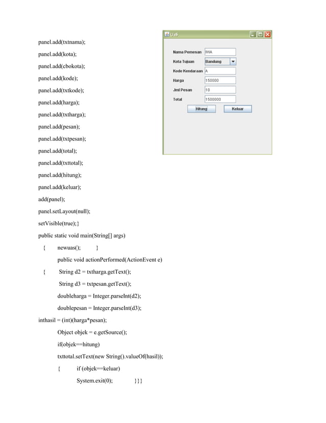 Form Pemesanan Tiket dengan Java NetBeans | PDF