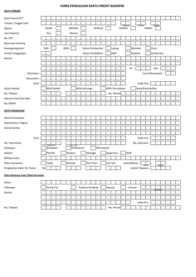 Form Pengajuan Kartu Kredit Bukopin | PDF | Free Download