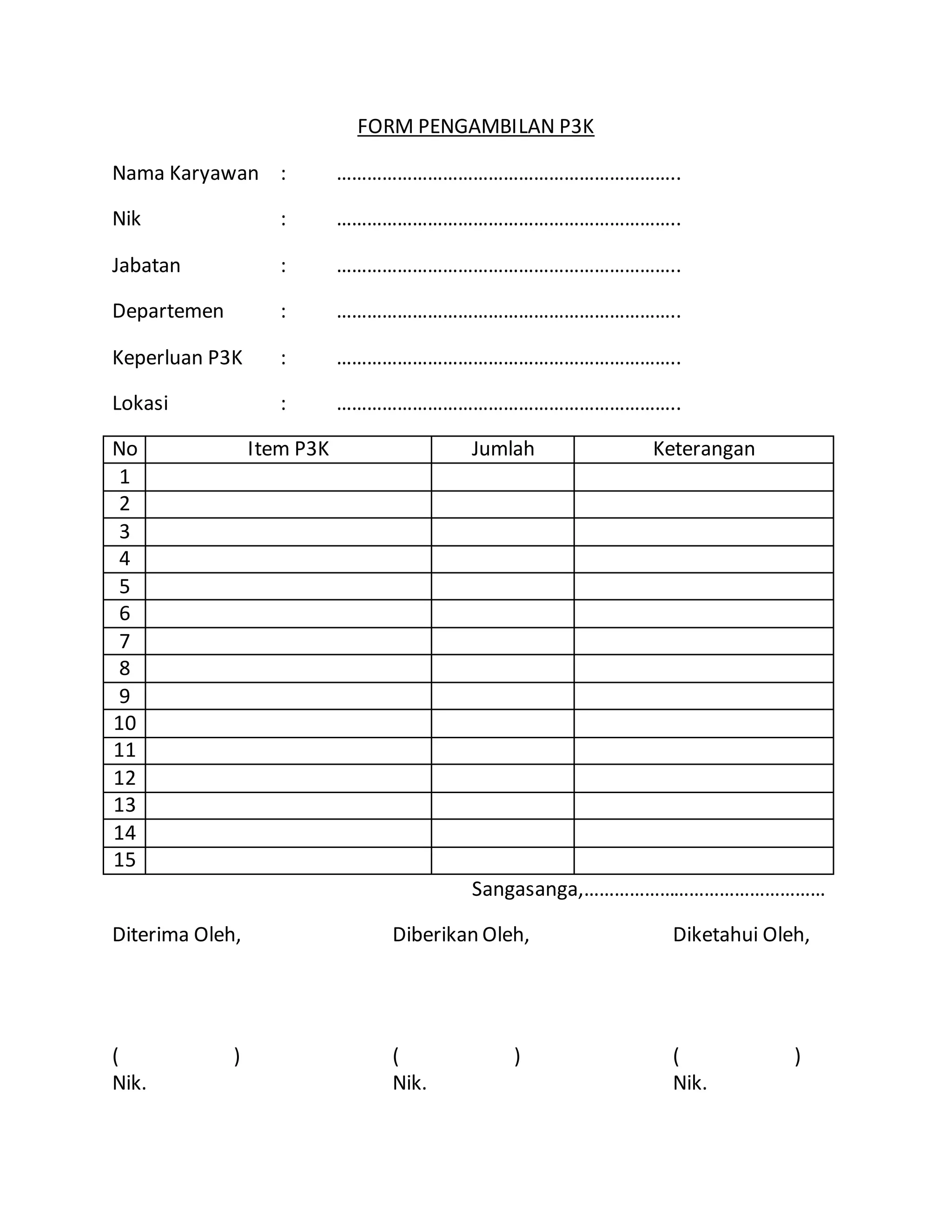 Form pengambilan p3 k | DOCX