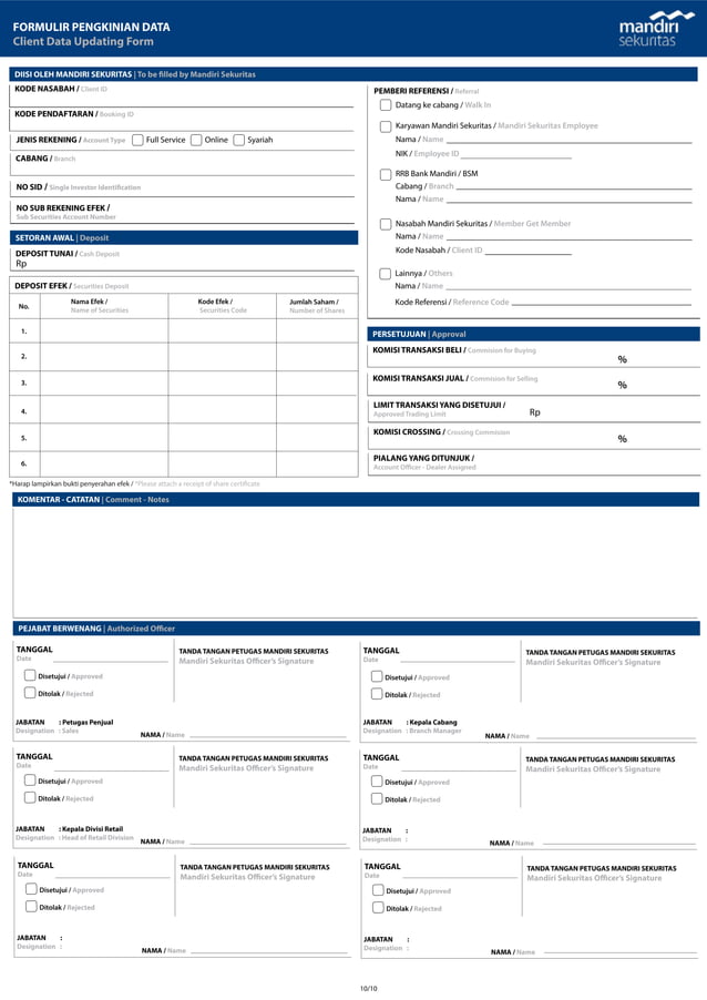 Contoh Form pengkinian data lengkap perorangan (Persyaratan untuk ...
