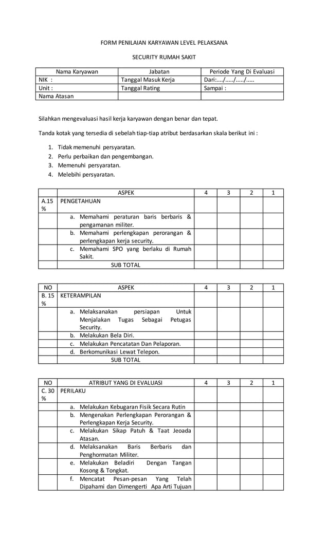 Form penilaian security | DOCX
