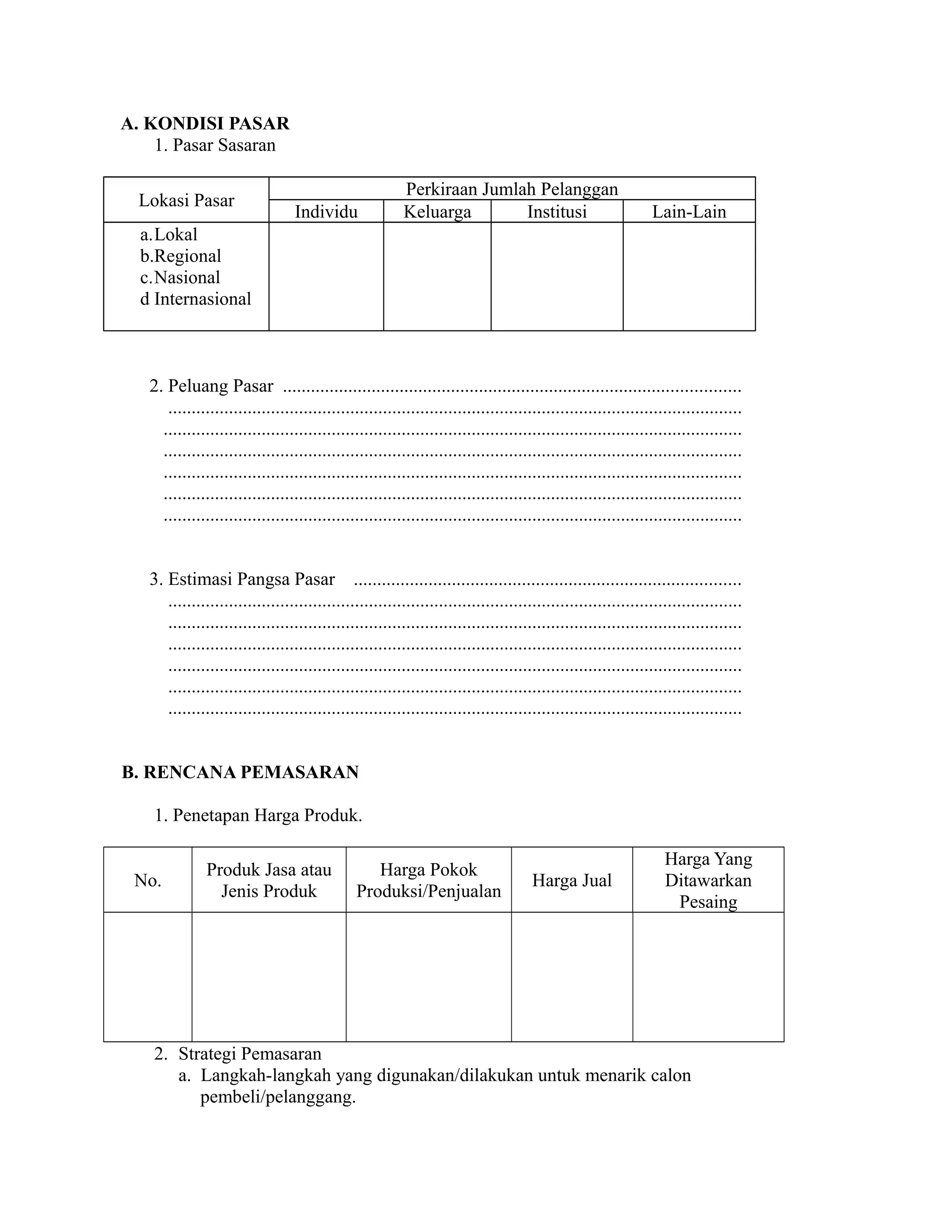 Form penyusunan proposal bisnis | RTF
