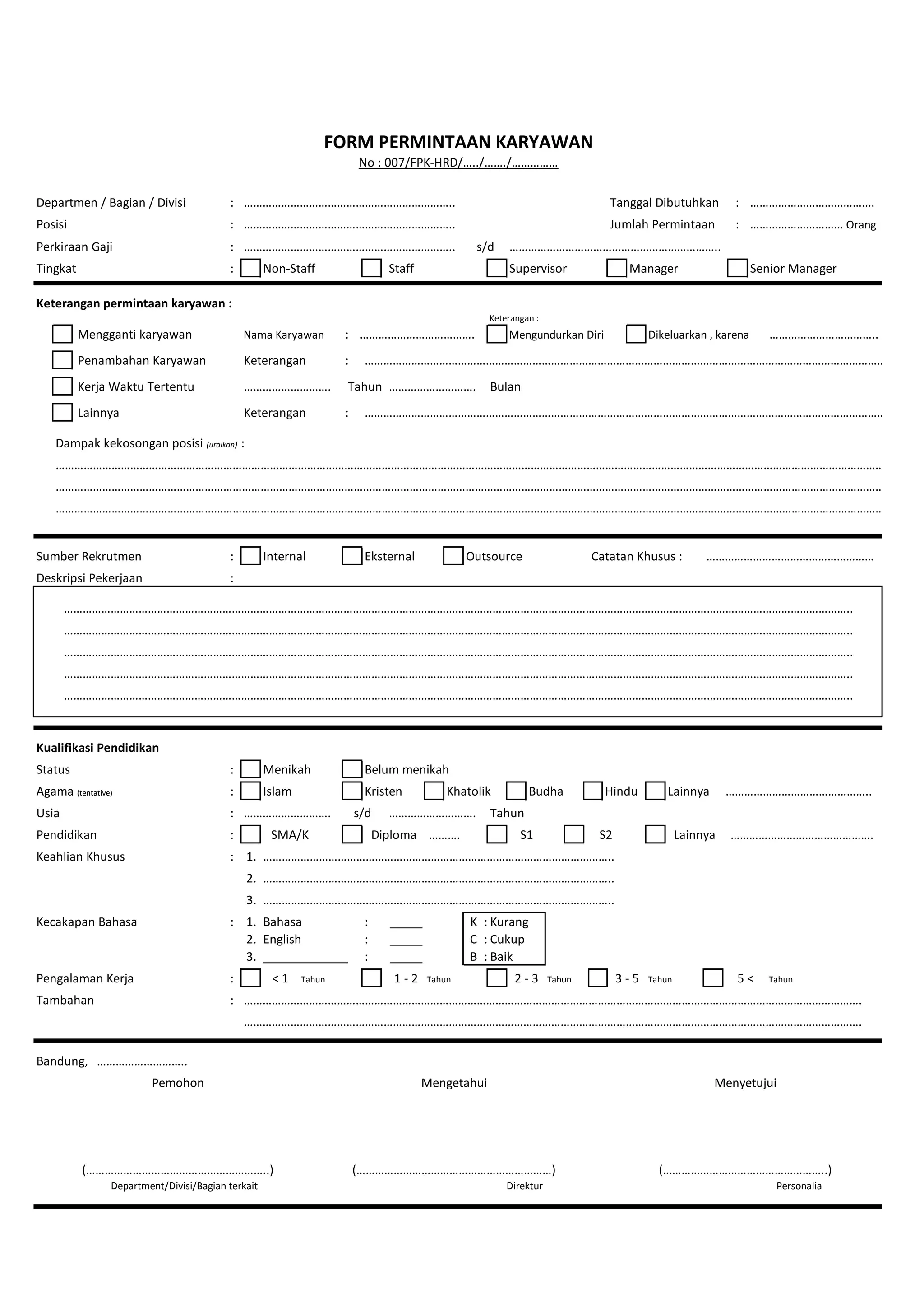 FORM PERMINTAAN KARYAWAN | PDF