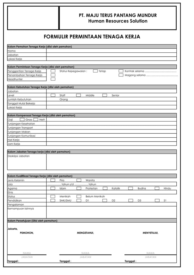 Form permintaan tenaga kerja | XLS