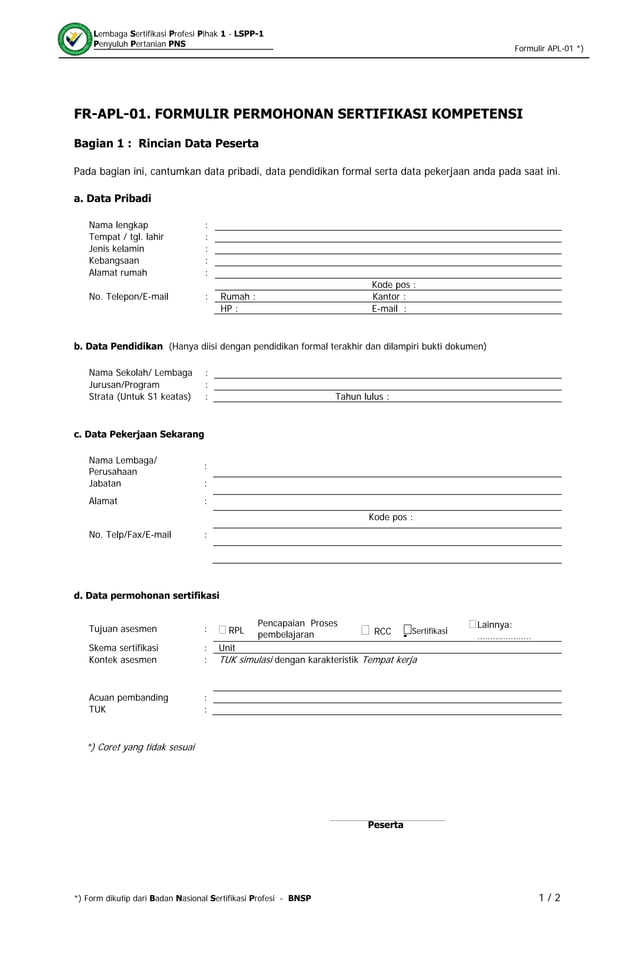 Form permohonan (fr apl 01) | PDF