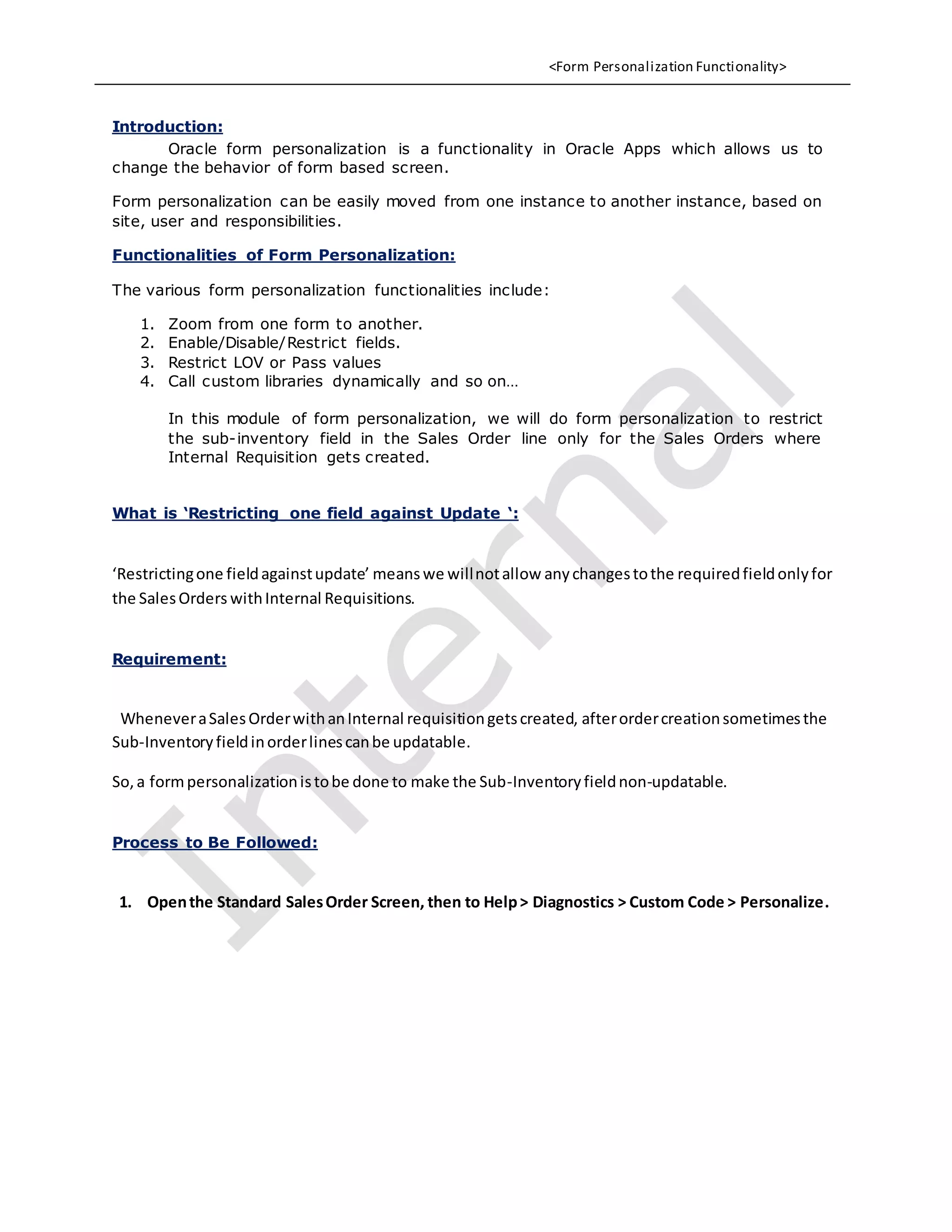 Form Personalization Techniques Docx Computing Technology And Computing