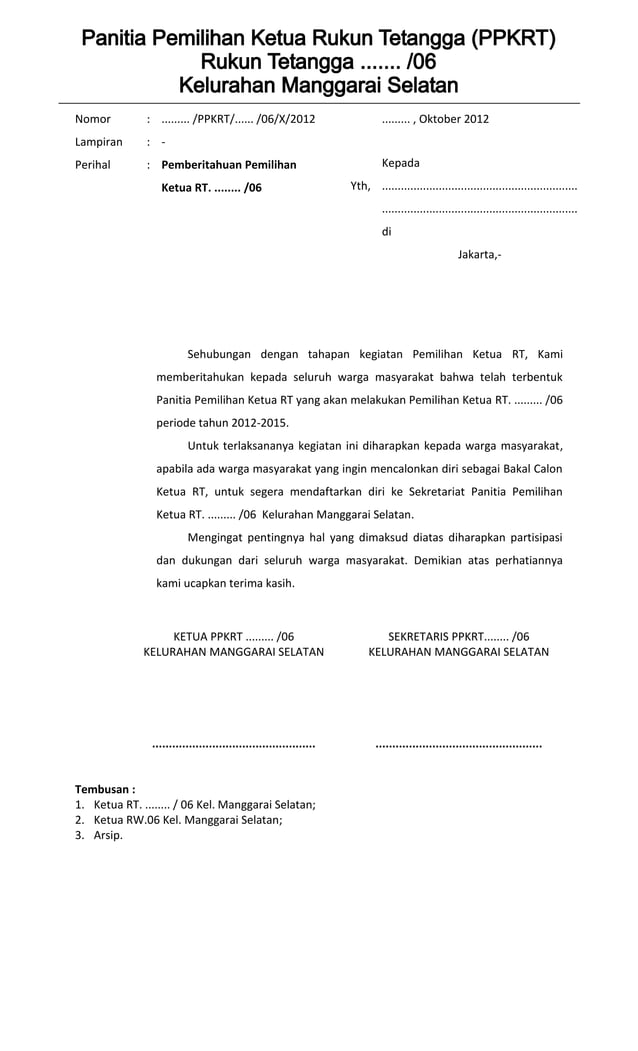 FORM PEMILIHAN KETUA RT | PDF