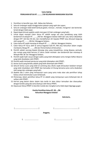 FORM PEMILIHAN KETUA RT | PDF