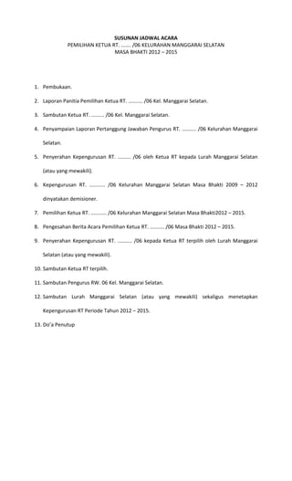 FORM PEMILIHAN KETUA RT | PDF