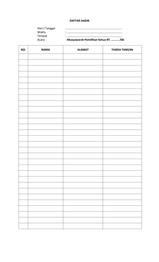 FORM PEMILIHAN KETUA RT | PDF