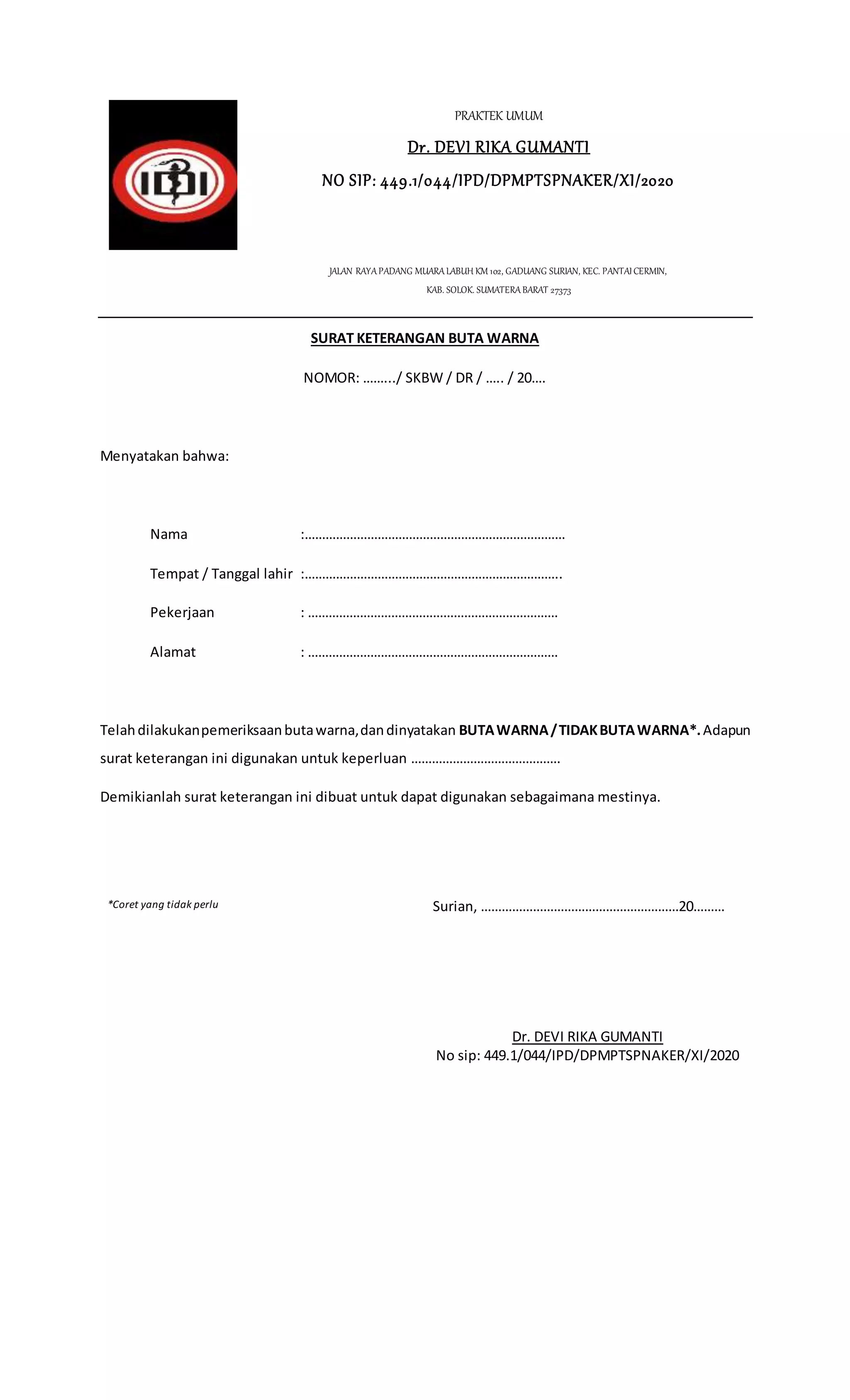Form praktek umum | DOCX
