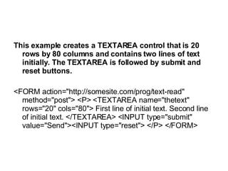 Forms | PPT | Web Design and HTML | Internet