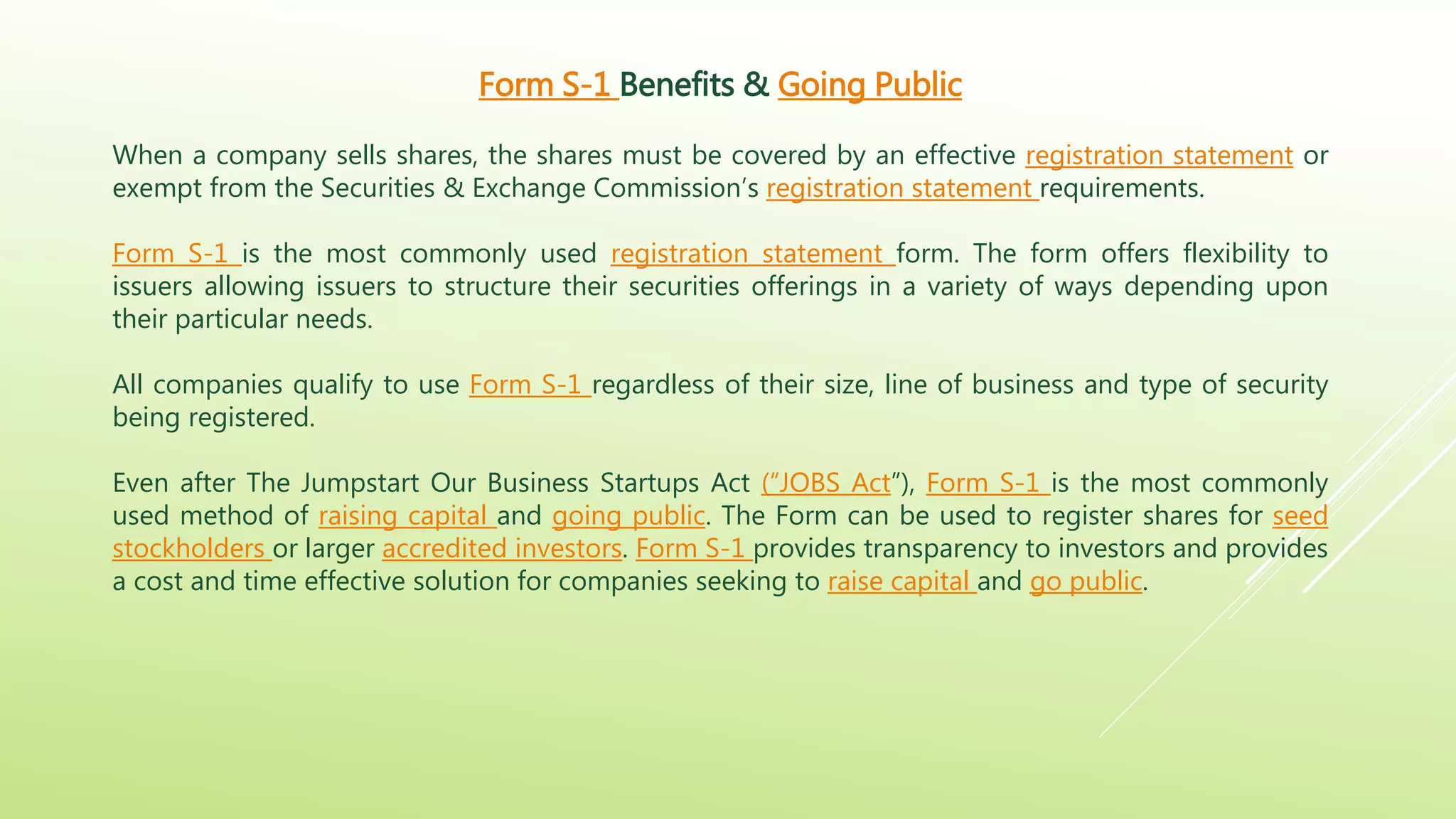 Form S-1 Registration Statements | PPTX