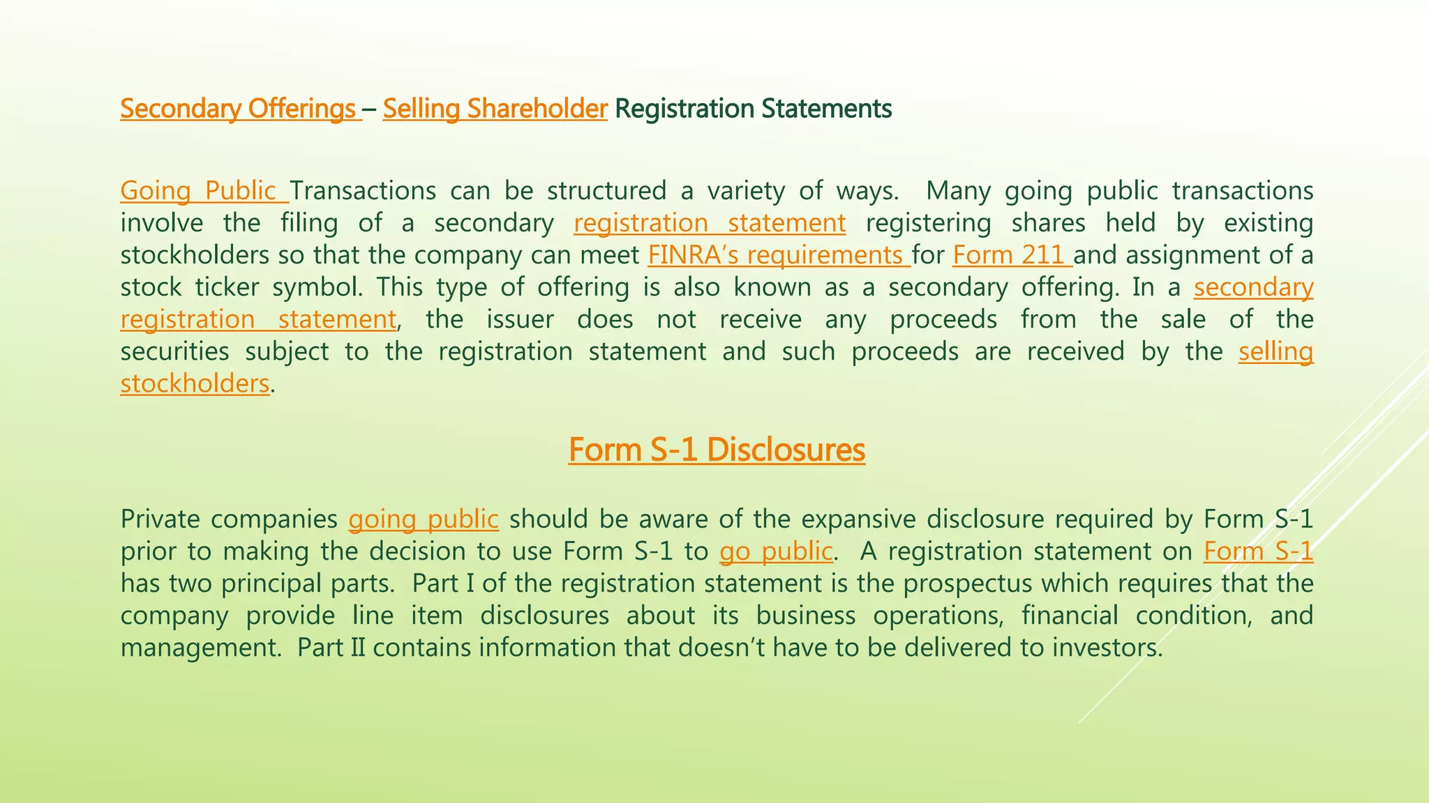 Form S-1 Registration Statements | PPTX