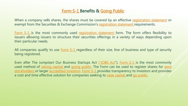 Form S-1 Registration Statements | PPT