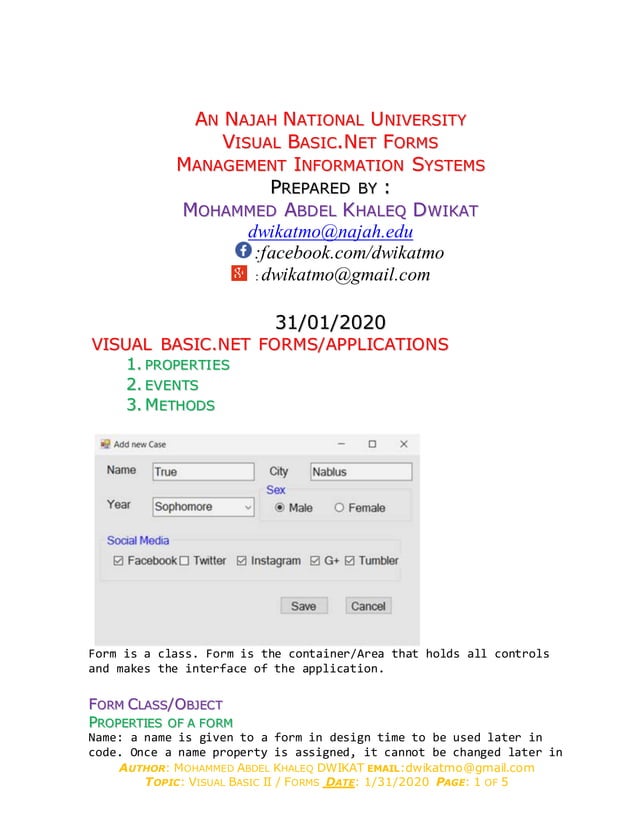 Forms visual Basic .net