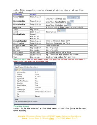 Forms visual Basic .net