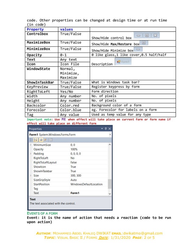 Forms visual Basic .net