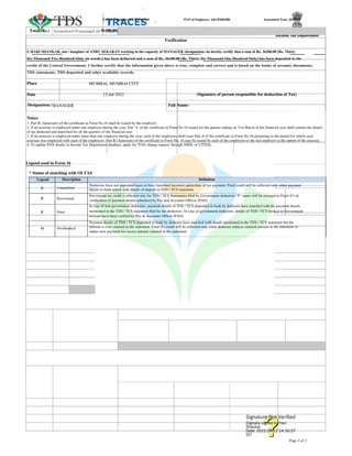 TAX DEDUCTED AT SOURCE(TDS) SALARY FORM 16 | PDF