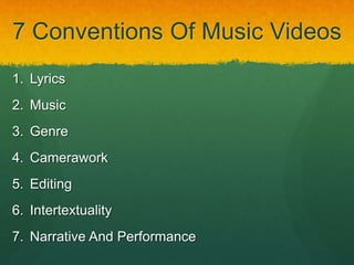 Forms and Conventions Of Music Videos | PPTX