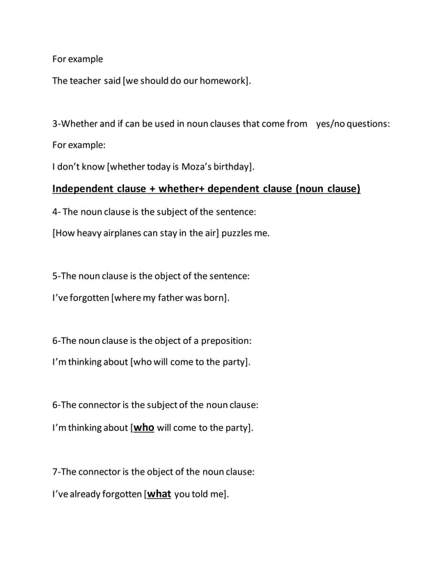 Forms and uses of noun clauses | PDF