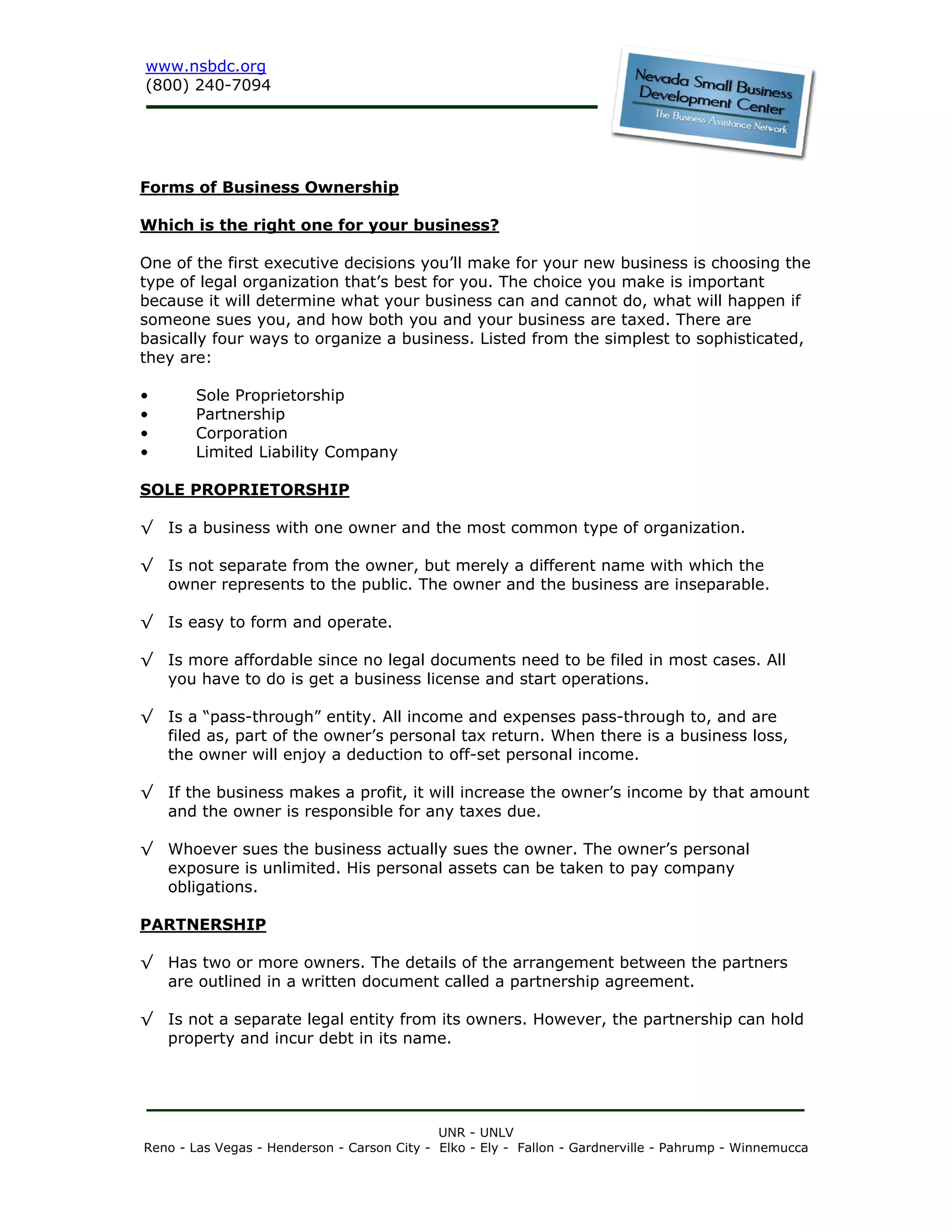 Forms Of Business Ownership | Pdf