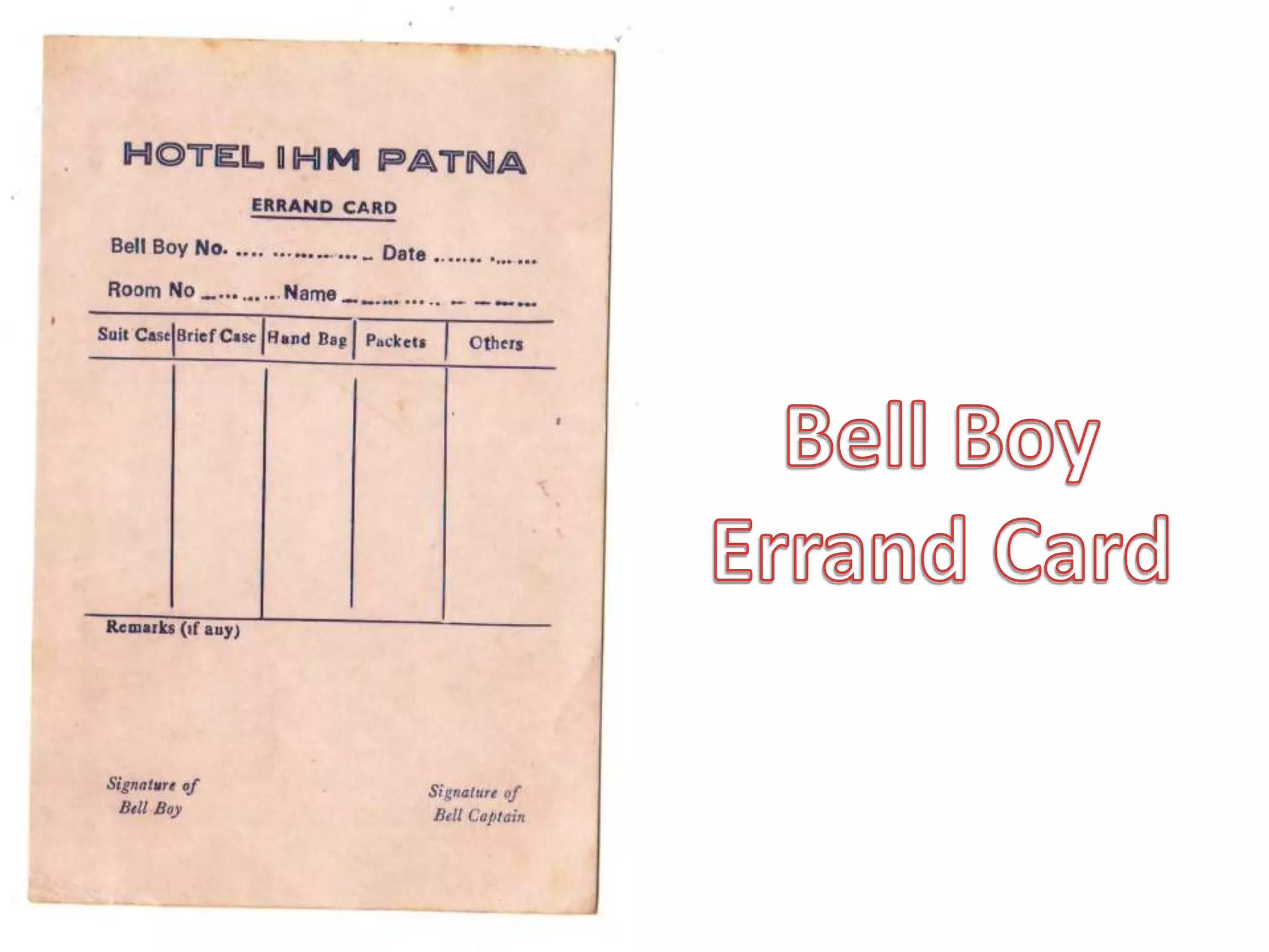 Forms & documents used in Hotel Front Office | PPTX