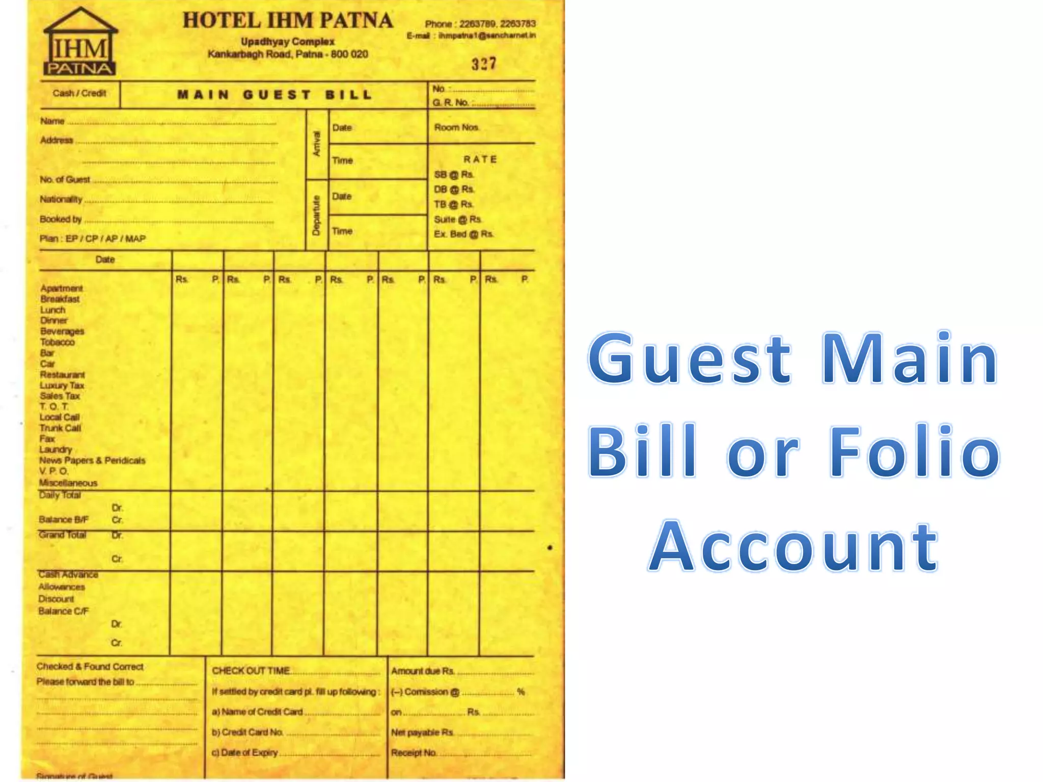 Forms & documents used in Hotel Front Office | PPTX