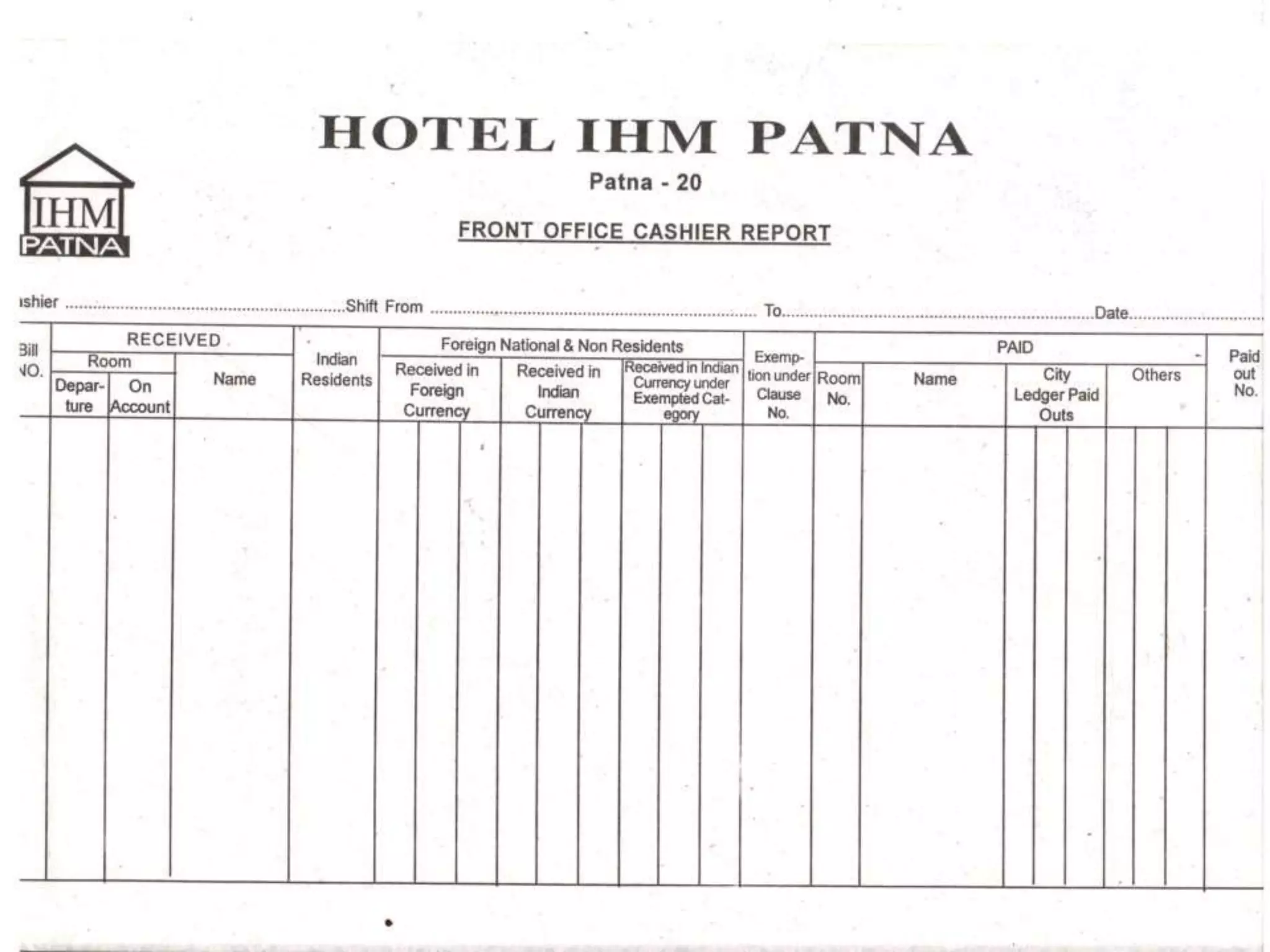 Forms & documents used in Hotel Front Office | PPTX