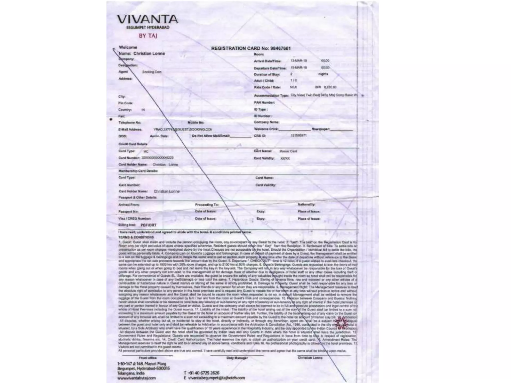Forms & documents used in Hotel Front Office | PPTX