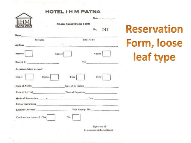 Forms & documents used in Hotel Front Office | PPTX