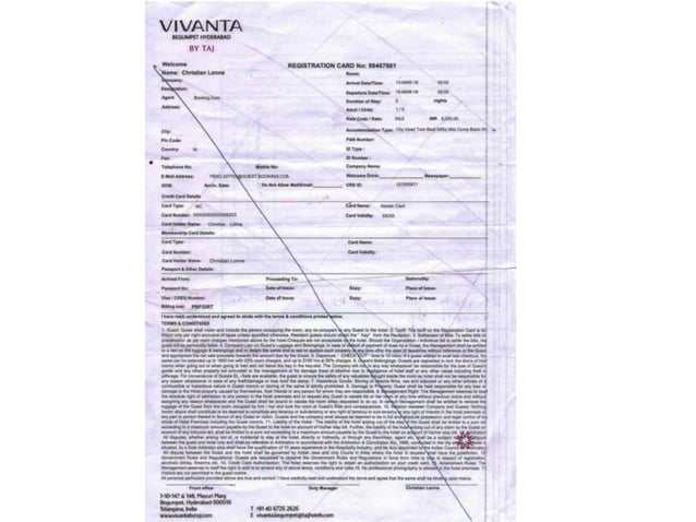 Forms & documents used in Hotel Front Office | PPTX