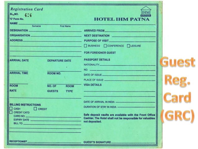 Forms & documents used in Hotel Front Office | PPTX