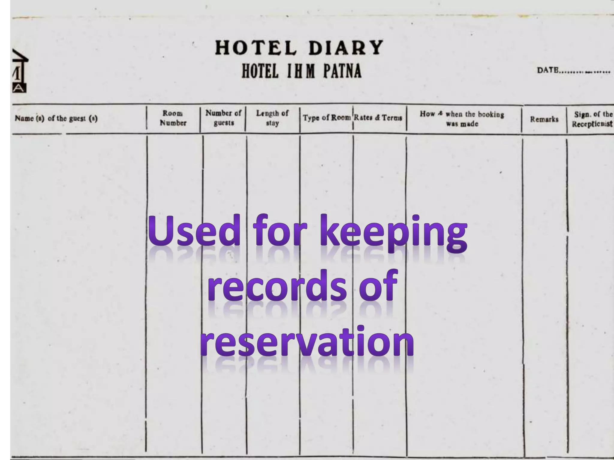 Forms & documents used in hotel front office and other departments (New ...
