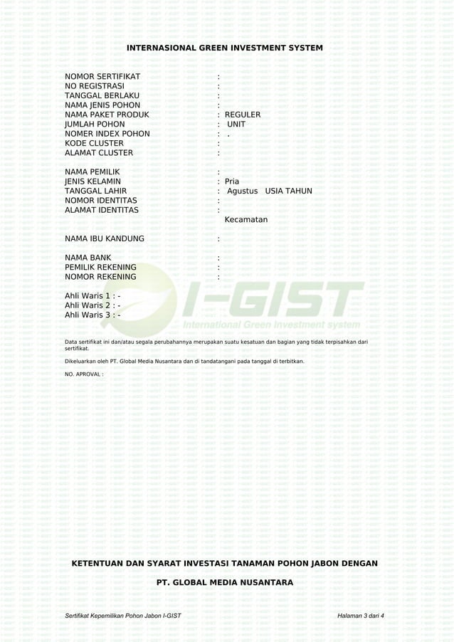 Form sertifikat i gist | PDF